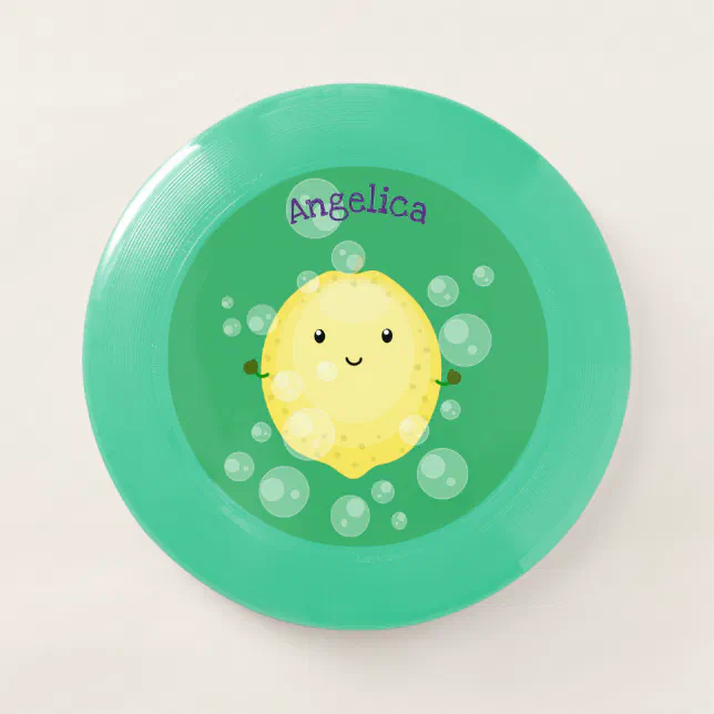 Cute lemon fruit cartoon bubbles illustration Wham-O frisbee | Zazzle