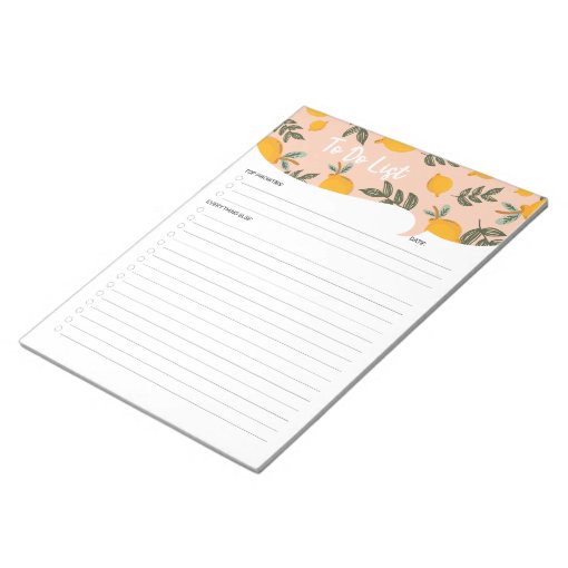 Cute Lemon Illustration To do List Checklist Lined Notepad | Zazzle