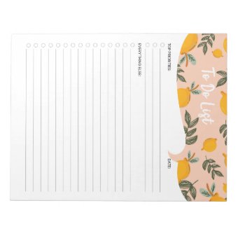 Cute Lemon Illustration To do List Checklist Lined Notepad | Zazzle