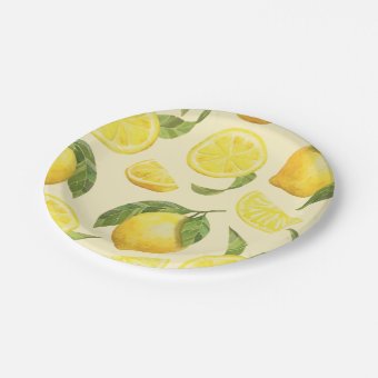 Cute Lemon Pattern Paper Plates | Zazzle