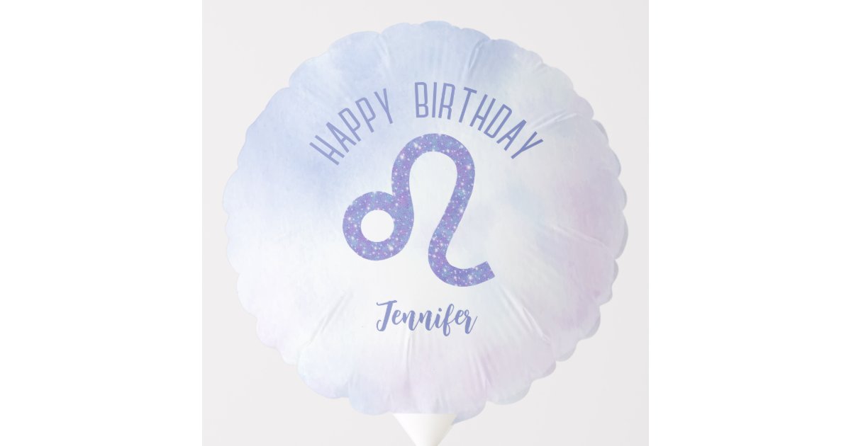 Cute Leo Astrology Sign Custom Purple Birthday Balloon | Zazzle