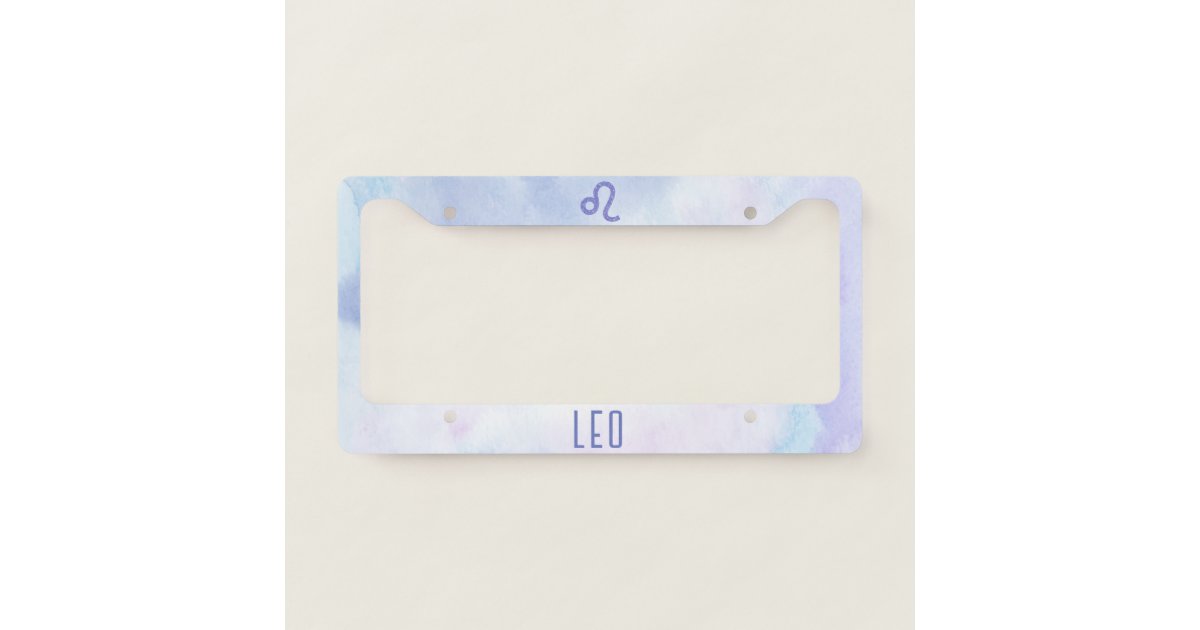 Cute Leo Astrology Sign Purple License Plate Frame | Zazzle