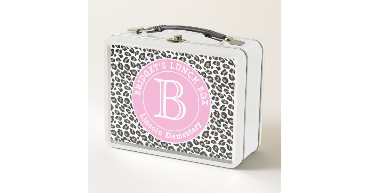 Cute Leopard Pattern Personalized Metal Lunch Box | Zazzle