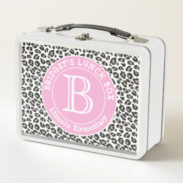 Cute Leopard Pattern Personalized Metal Lunch Box | Zazzle