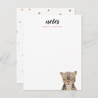 Cute Leopard Safari Animal Note Card | Zazzle