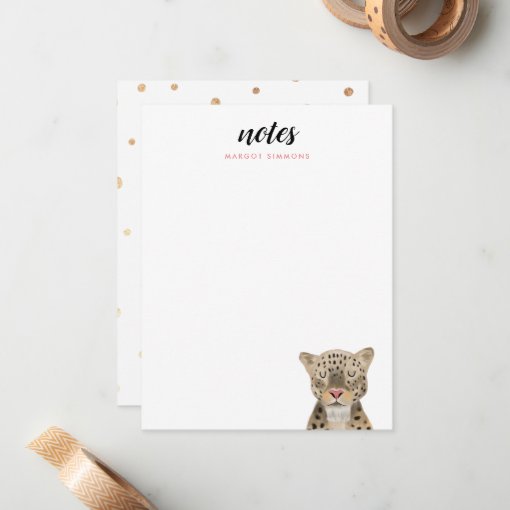 Cute Leopard Safari Animal Note Card | Zazzle