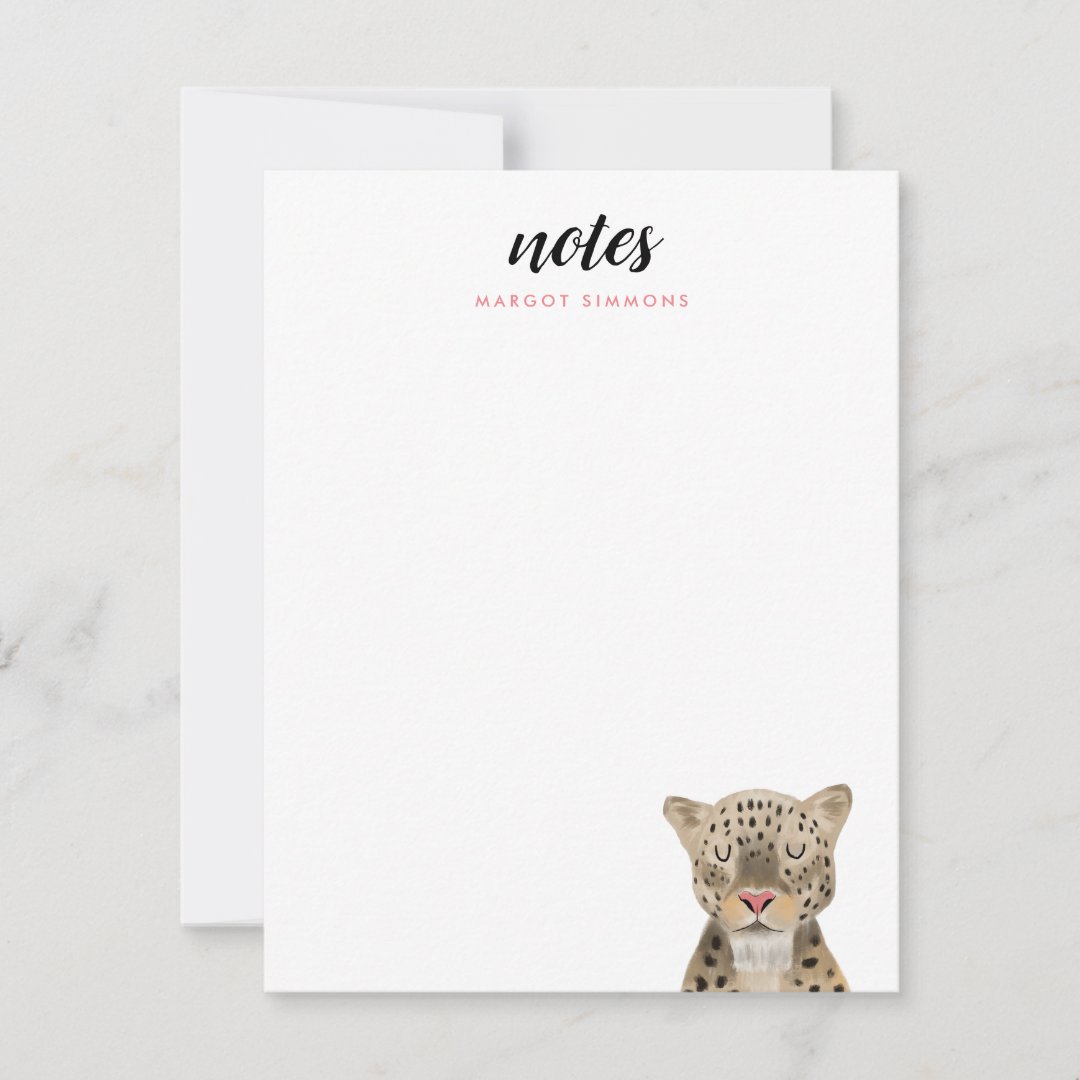 Cute Leopard Safari Animal Note Card | Zazzle