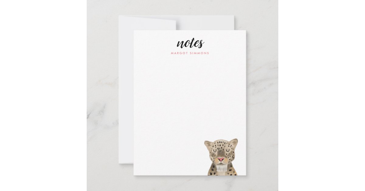 Cute Leopard Safari Animal Note Card | Zazzle