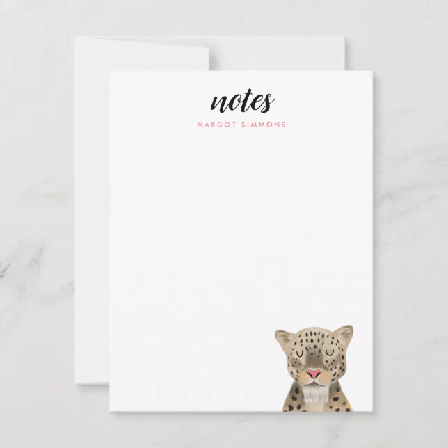 Cute Leopard Safari Animal Note Card | Zazzle