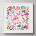 Cute Let Kindness Bloom Floral Wall Art Print Peel And Stick Photo Tile ...