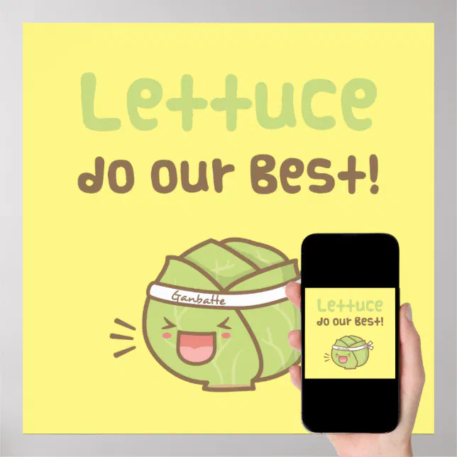 Cute Lettuce Do Our Best Vegetable Pun Humor Poster | Zazzle