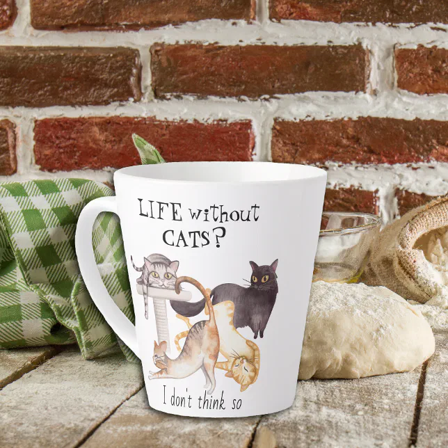 Cute Life Without Cats Latte Mug | Zazzle