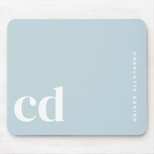 Cute Light Blue Monogram Initial Mouse Pad Zazzle