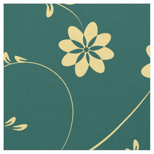 Cute Light Yellow & Green Delicate Floral Pattern Fabric | Zazzle