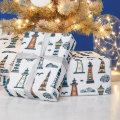 Cute Lighthouse Pattern | White Wrapping Paper | Zazzle
