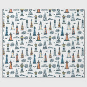 Cute Lighthouse Pattern | White Wrapping Paper | Zazzle
