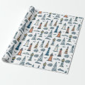Cute Lighthouse Pattern | White Wrapping Paper | Zazzle