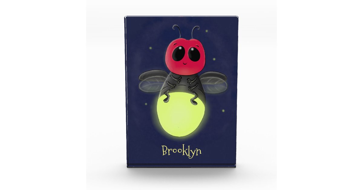 Cute lightning bug firefly cartoon illustration photo block | Zazzle