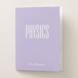 Cute Lilac Personalized School Subject Physics Pocket Folder | Zazzle