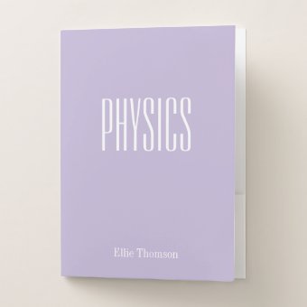 Cute Lilac Personalized School Subject Physics Pocket Folder | Zazzle