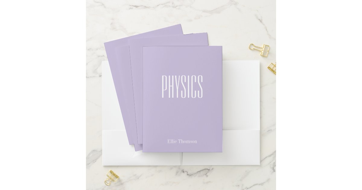 Cute Lilac Personalized School Subject Physics Pocket Folder | Zazzle