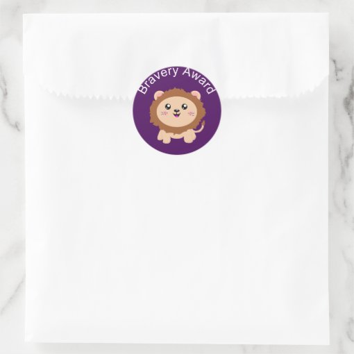 Cute Lion Bravery Award - Sticker for being brave | Zazzle