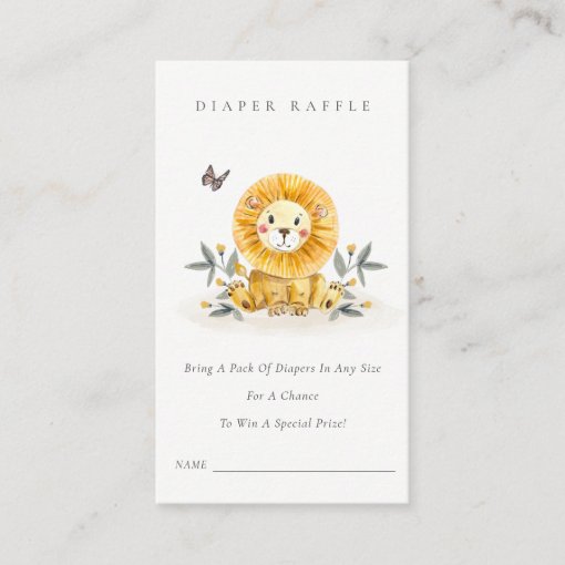Cute Lion Cub Foliage Diaper Raffle Baby Shower Enclosure Card | Zazzle