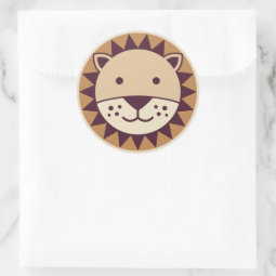 Cute Lion Face Classic Round Sticker | Zazzle