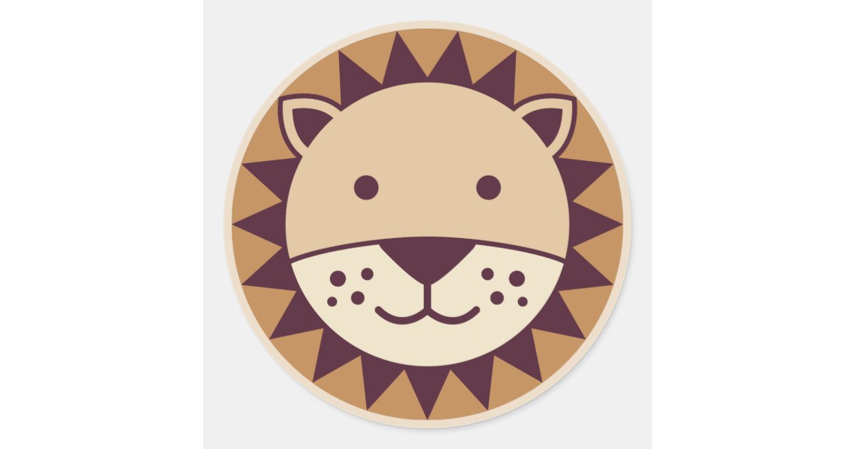 Cute Lion Face Classic Round Sticker | Zazzle