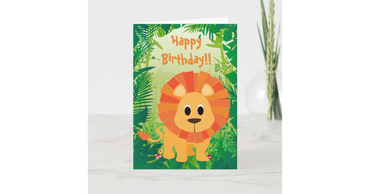 Cute Lion Happy Birthday Card | Zazzle