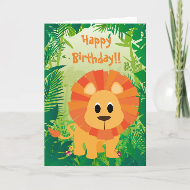 Cute Lion Happy Birthday Card | Zazzle