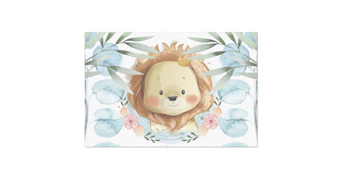 Cute Lion Illustration Tissue Paper | Zazzle