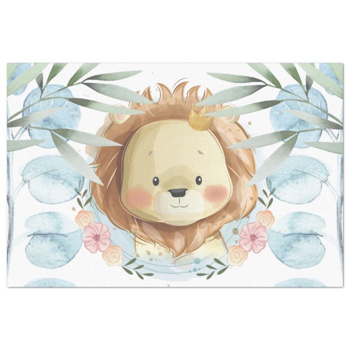 Cute Lion Illustration Tissue Paper | Zazzle.com