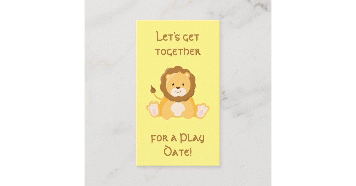 Cute Lion Playdate Calling Card | Zazzle