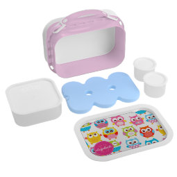 Cute Litte Owls Monogrammed Lunch Box | Zazzle