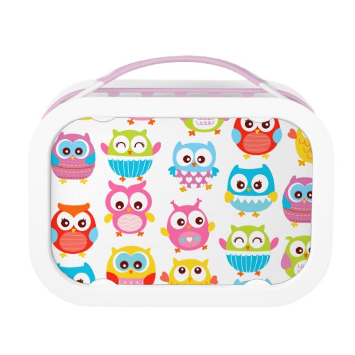 Cute Litte Owls Monogrammed Lunch Box | Zazzle