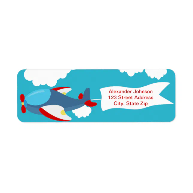 Cute Little Airplane Boy Birthday Address Labels | Zazzle