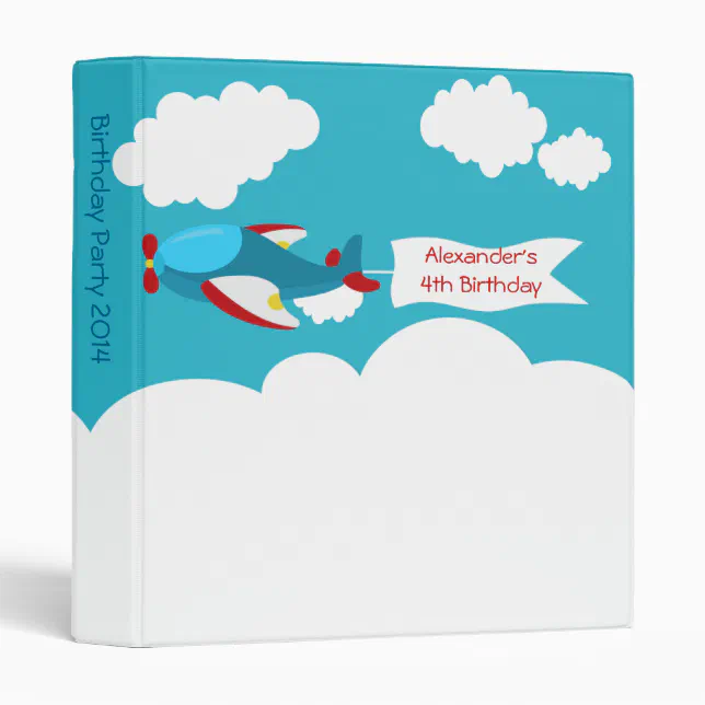 Cute Little Airplane Boy Birthday Photo Album Binder | Zazzle