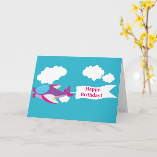 Cute Little Airplane Girl Greeting Card | Zazzle