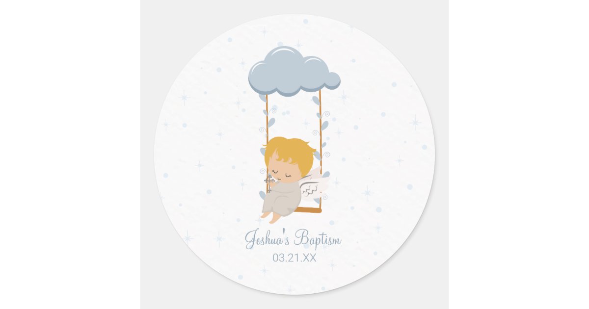 Cute Little Angel Classic Round Sticker | Zazzle