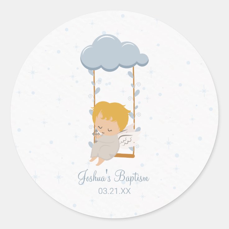 Cute Little Angel Classic Round Sticker | Zazzle