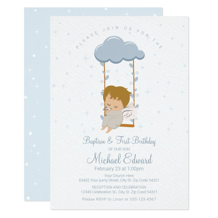 Cute Little Angel, First Birthday and Baptism Invitation | Zazzle.com