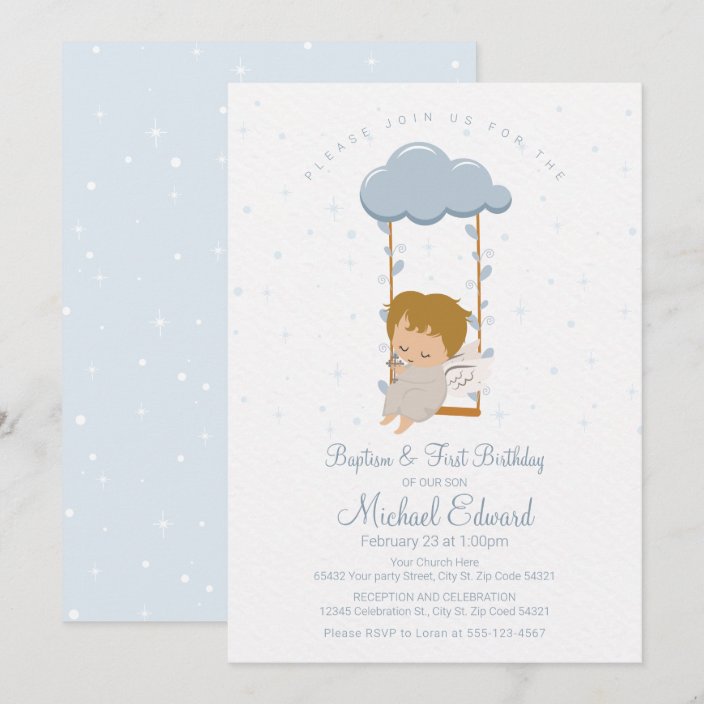 Cute Little Angel, First Birthday and Baptism Invitation | Zazzle.com