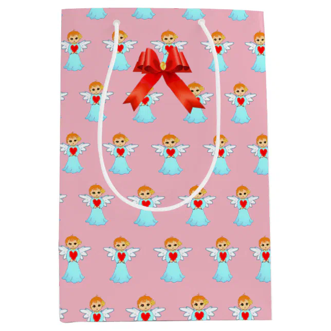 Cute little angel pattern medium gift bag | Zazzle