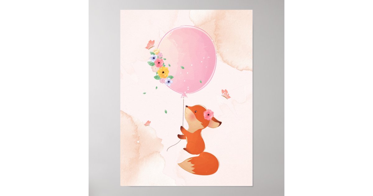 Cute little baby fox poster | Zazzle