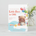 Cute Little Bear Theme 1st Birthday Party Invitation | Zazzle
