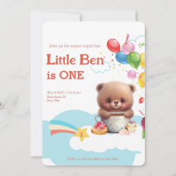 Cute Little Bear Theme 1st Birthday Party Invitation | Zazzle