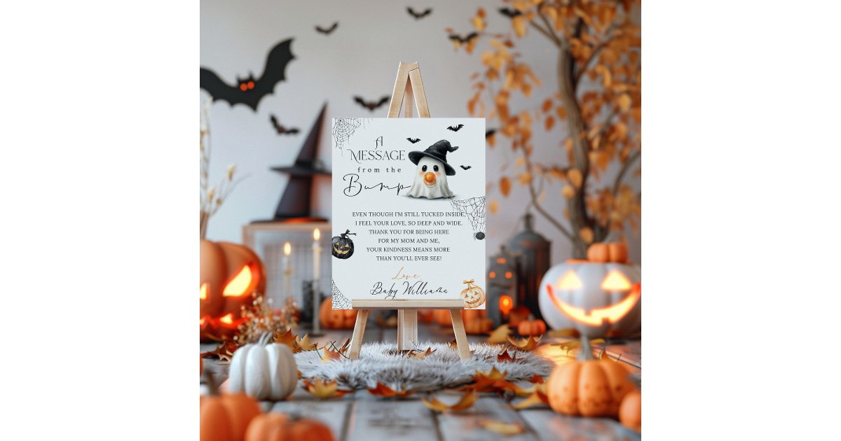 Cute Little Boo Baby Shower Halloween Poster | Zazzle