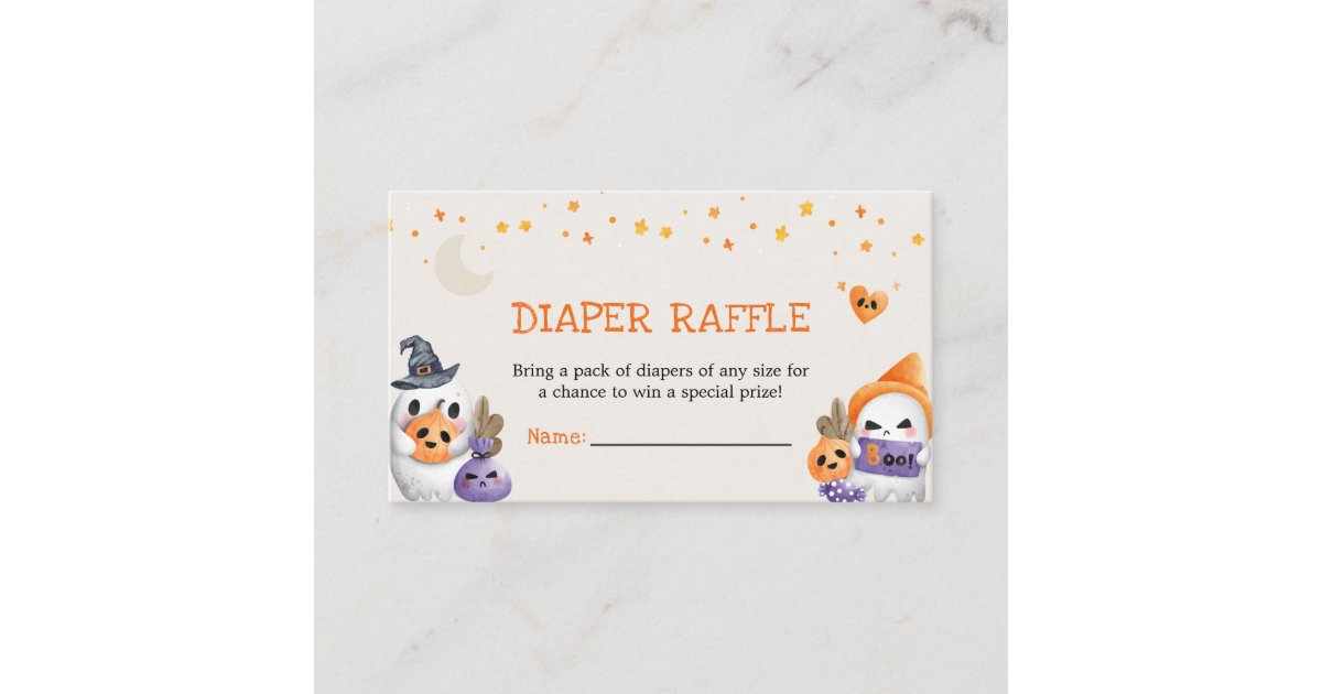 Cute Little Boo Ghost Diaper Raffle Enclosure Card | Zazzle