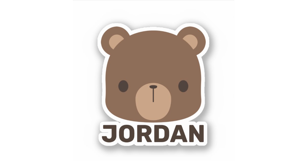 Cute Little Brown Bear with Personalized Name Sticker | Zazzle